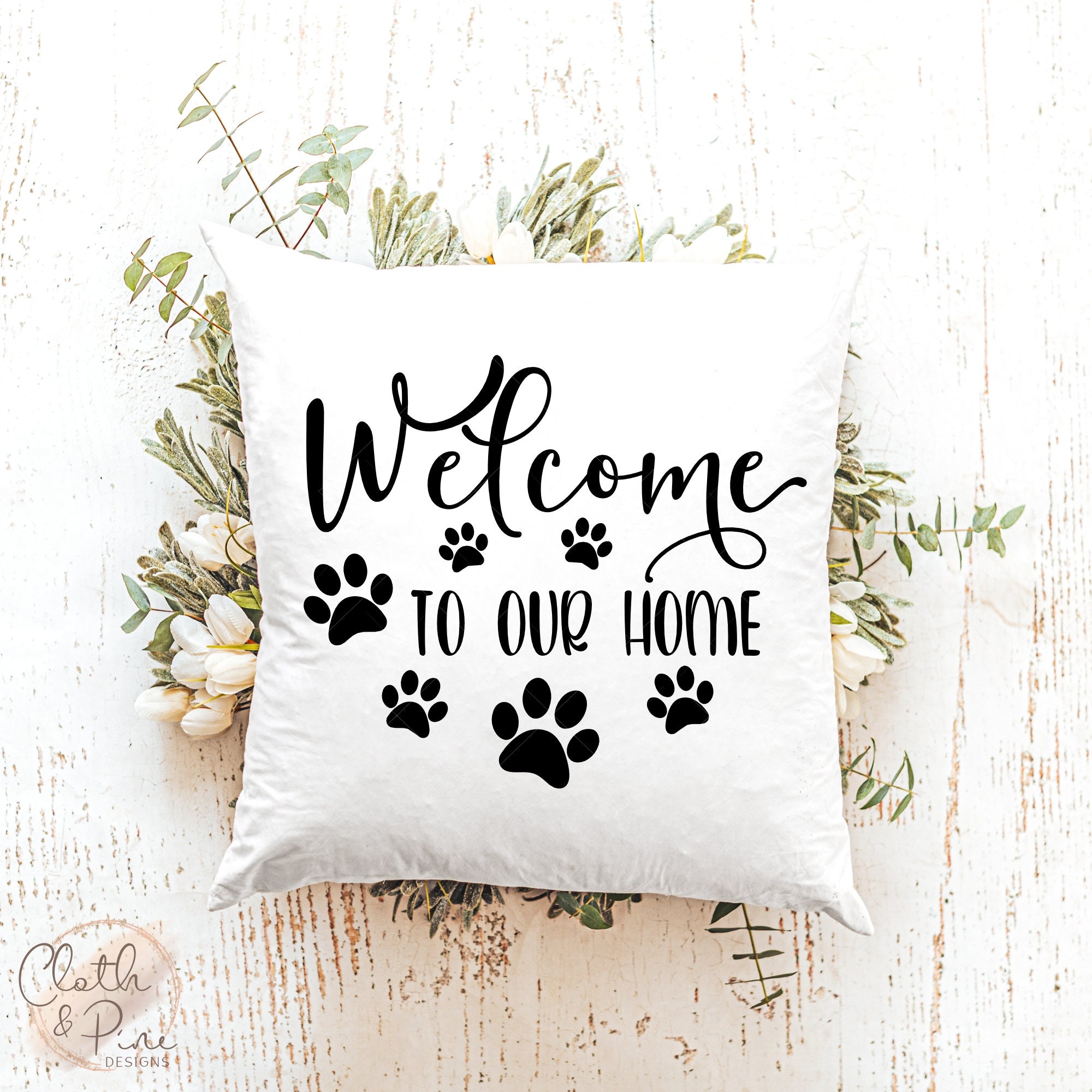 Paw Print Welcome Door Hanger Sign SVG Our Home SVG Pet - Etsy