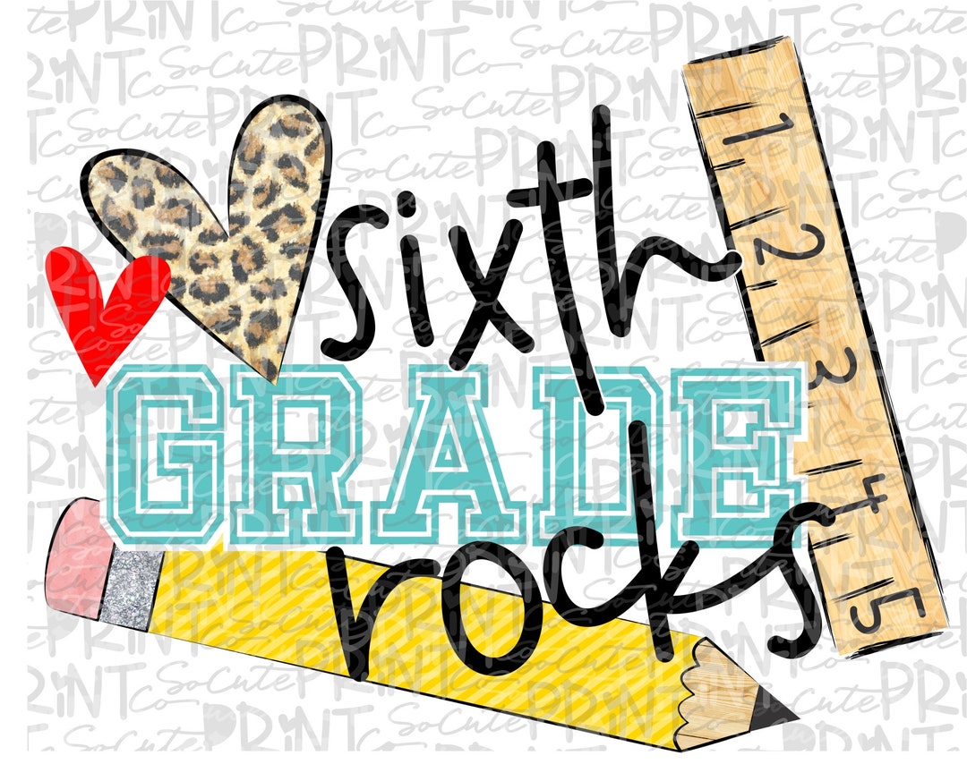 Back to School Sixth Grade Rocks Clipart PNG File for - Etsy