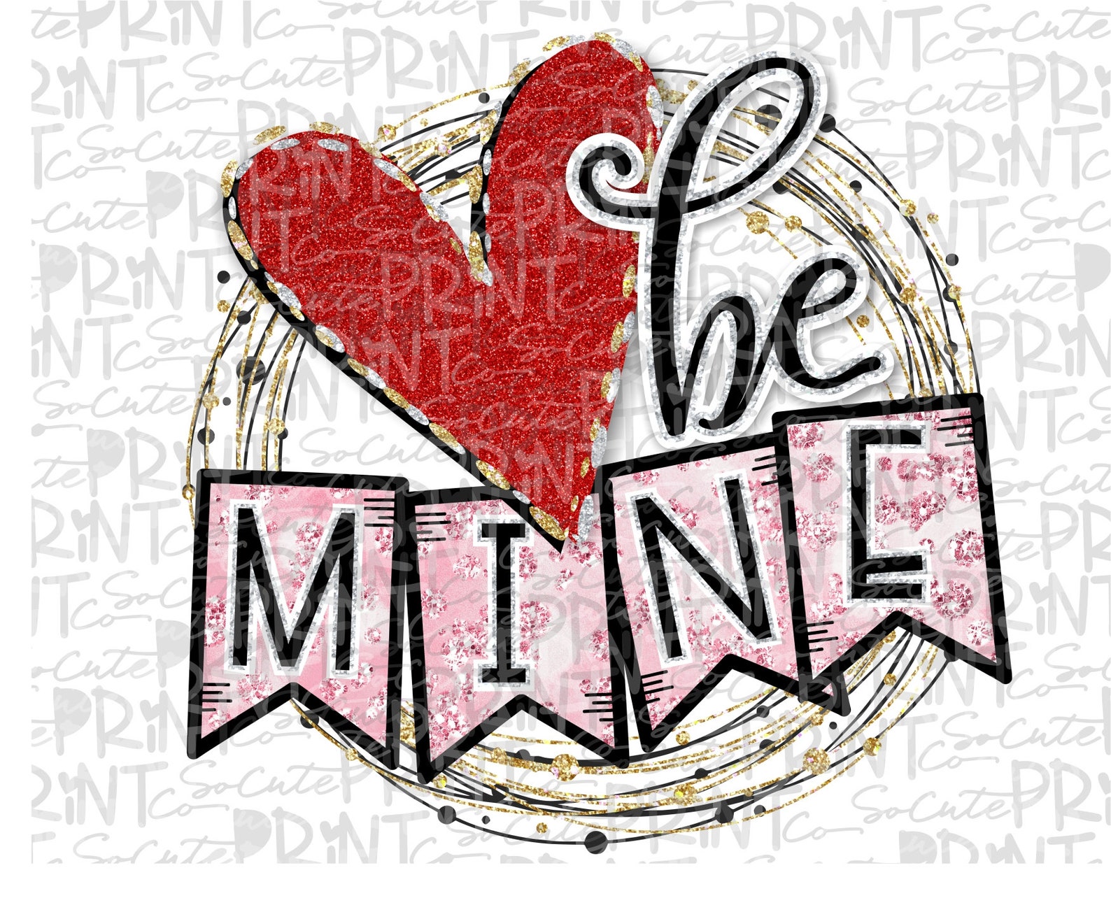 Valentines Day Be Mine Clipart Valentine Png File for - Etsy