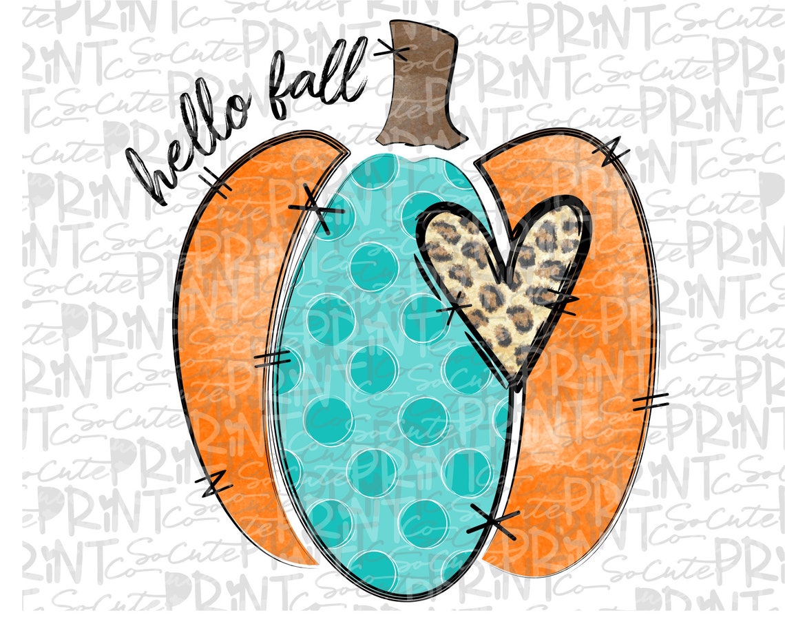 Pumpkin Hello Fall Design Transparent PNG File for | Etsy