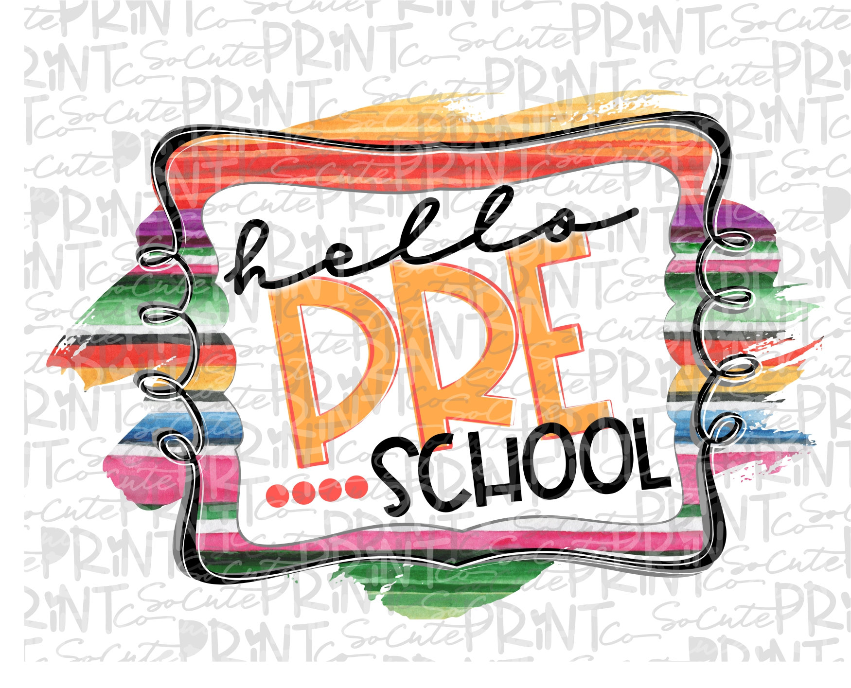 Back to School Hello Preschool Clipart PNG File for | Etsy