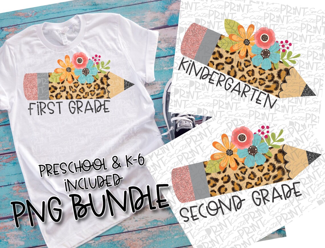 Back to School School Bundle Leopard Pencil With Flowers - Etsy