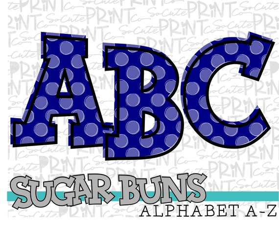 Blue Polka Dot Alphabet Sugarbuns Printable Font Alpha Pack | Etsy