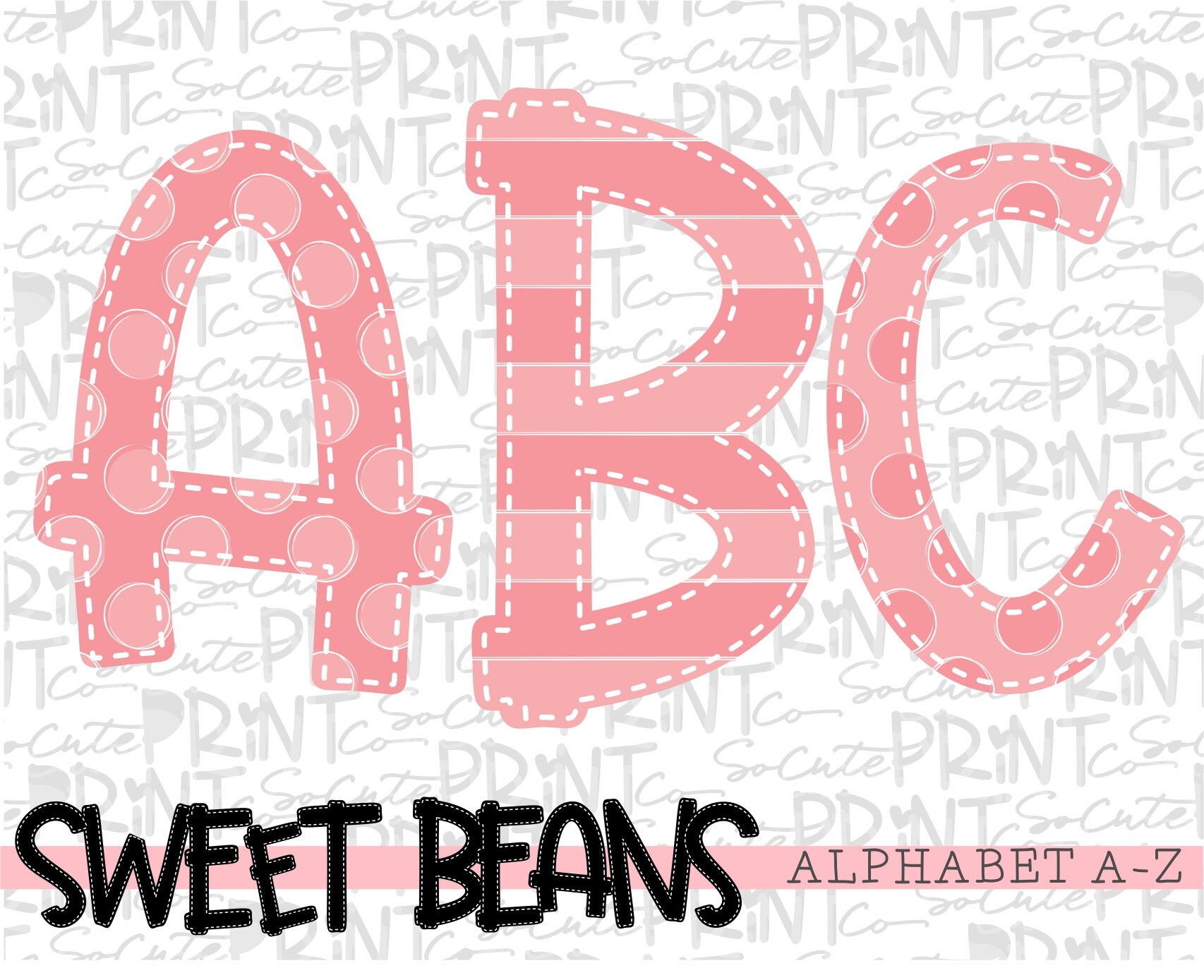 Coral Alphabet 3 FULL Alphabets Sweet Beans Printable Font - Etsy