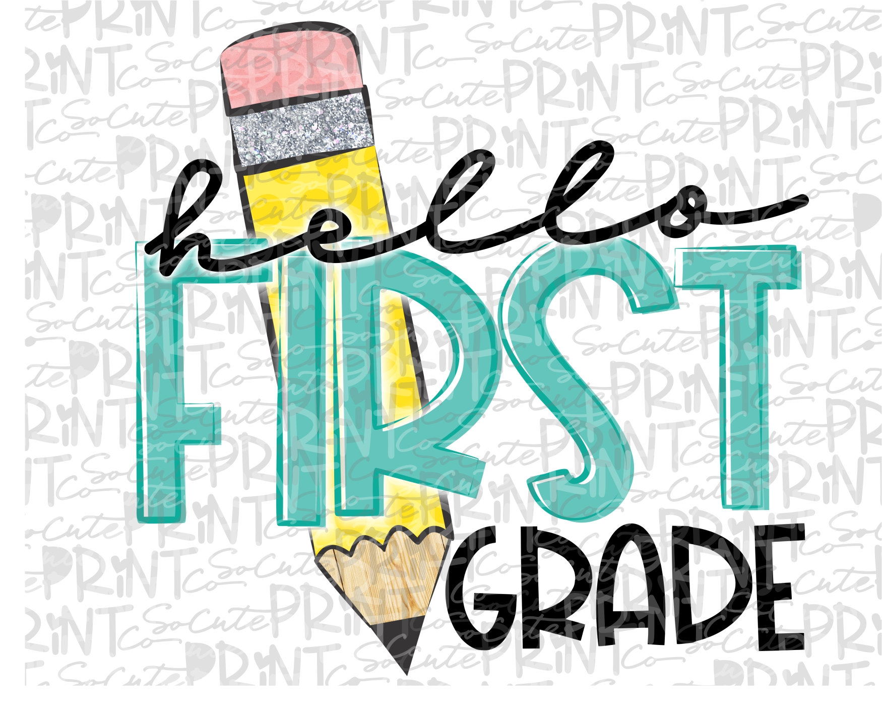 Back to school hello First grade clipart PNG file for | Etsy