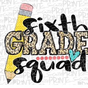 Back to School, Sixth Grade Pencil Clipart, PNG File for Sublimation ...
