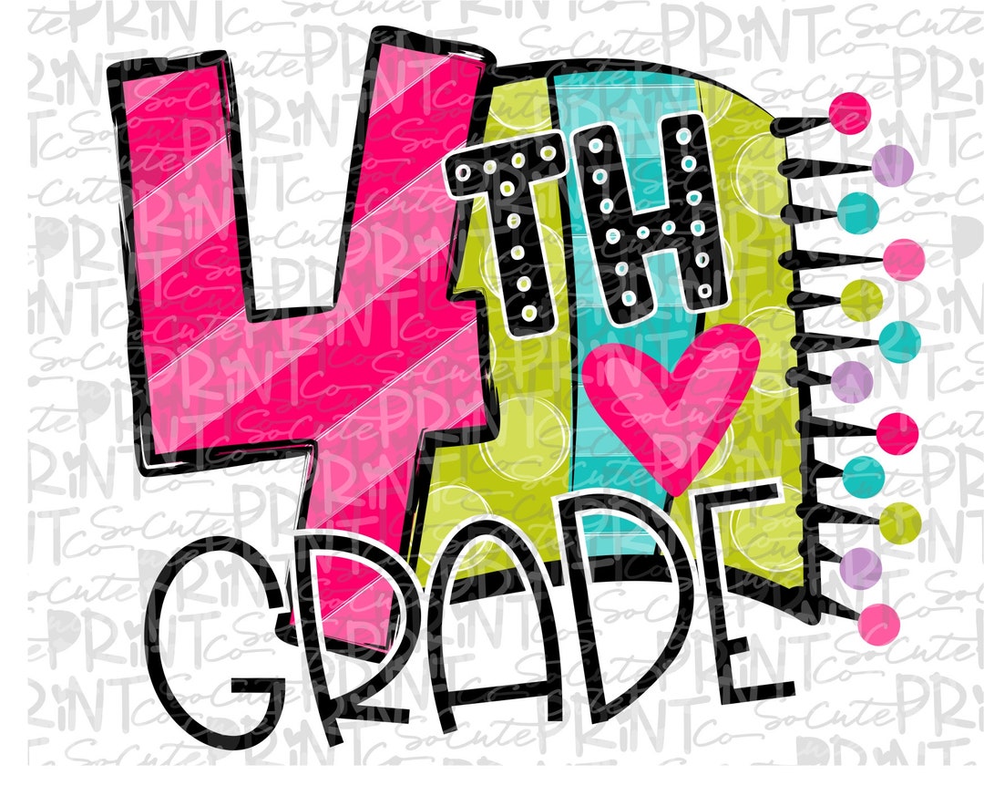 Back to School Fourth Grade Bright & Fun Clipart PNG File - Etsy