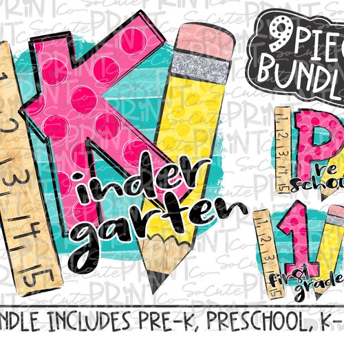 Back to School Pre-k Clipart Polka Dot Pencil PNG File for - Etsy