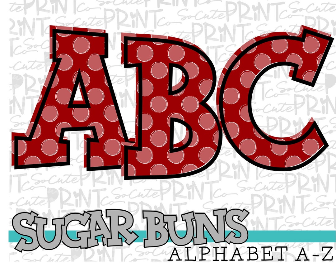 Dark Red Polka Dot Alphabet, Sugarbuns Printable Font, Alpha Pack, PNG ...