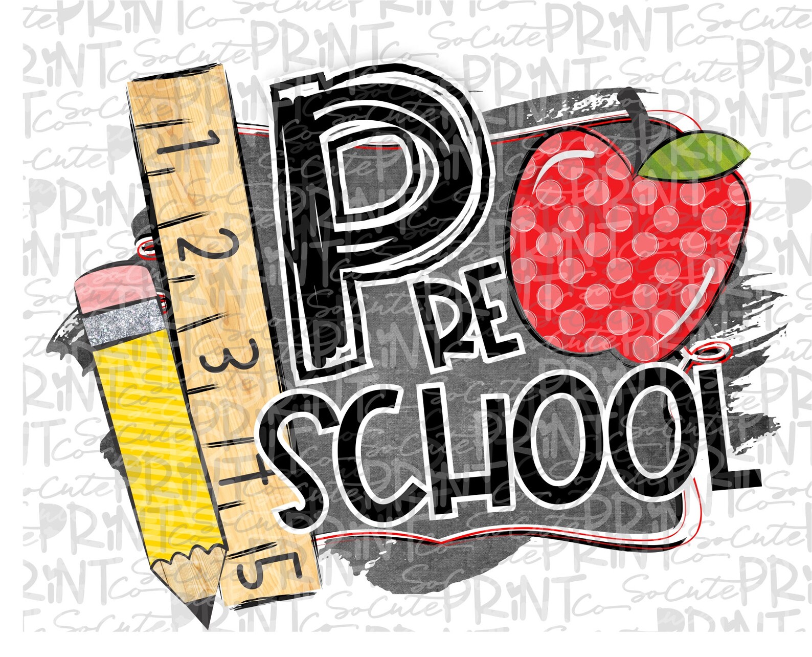 Back to School Preschool Chalkboard Clipart PNG File for | Etsy