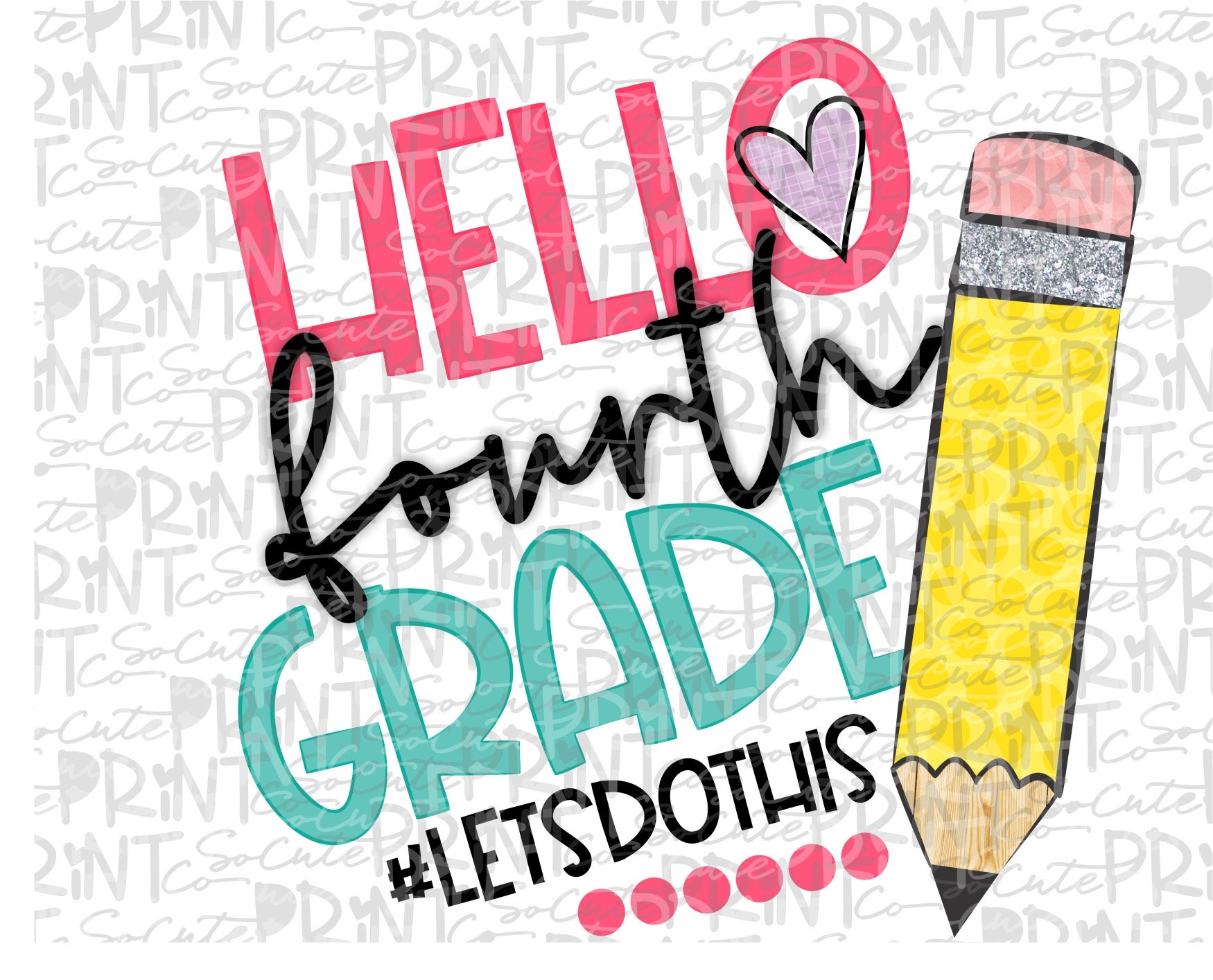 Back to School Hello Fourth Grade Clipart PNG File for | Etsy