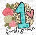 Back to School First Grade Leopard & Turquoise Clipart PNG | Etsy