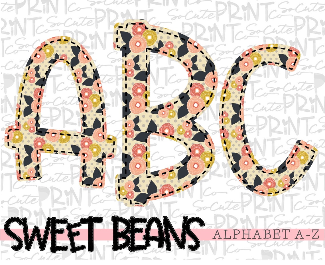 Alphabet Sweet Beans Printable Font COMBO Alphabet Bundle | Etsy