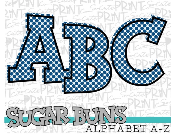 Blue Polka Dot Alphabet Sugarbuns Printable Font Alpha Pack | Etsy