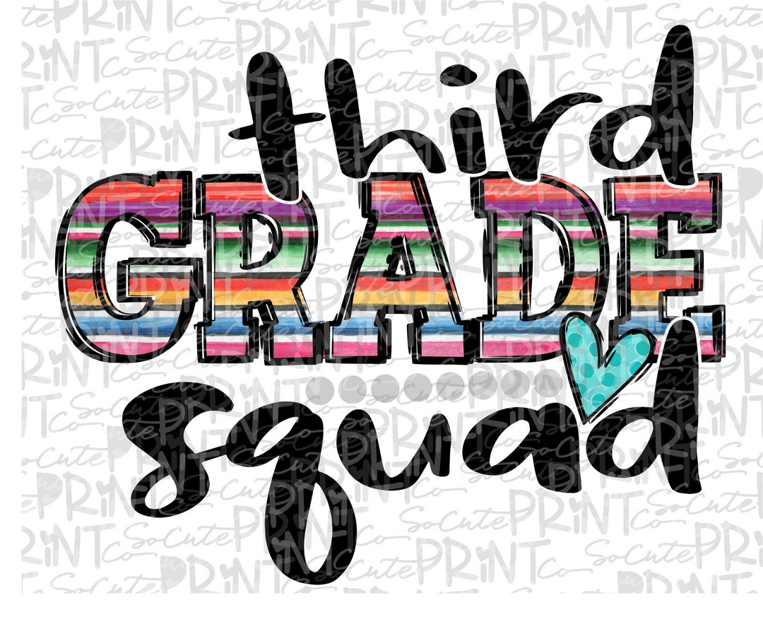 Back to School, Third Grade Squad Clipart, PNG File for Sublimation ...