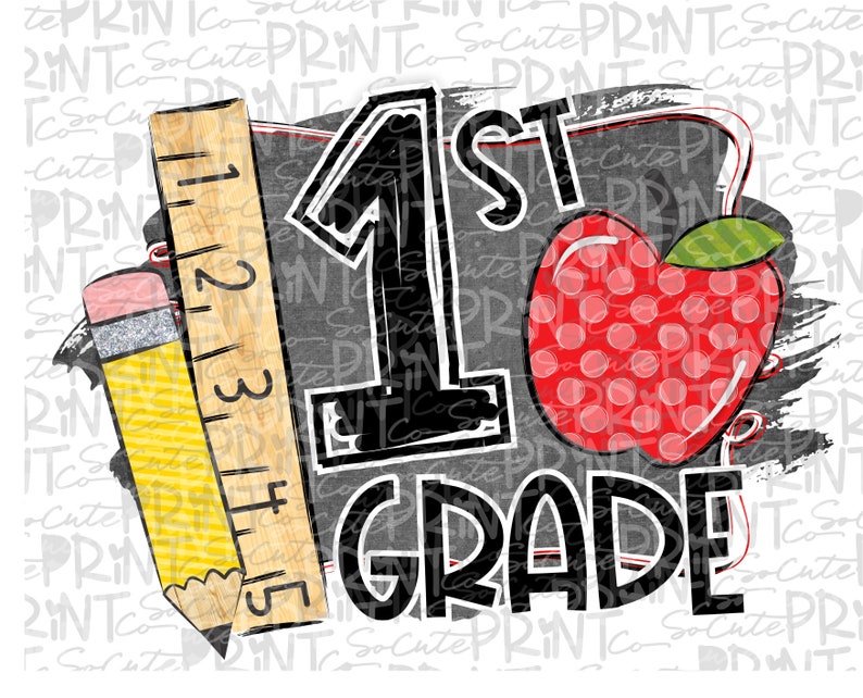 Back to School, First Grade Chalkboard Clipart, PNG File for ...