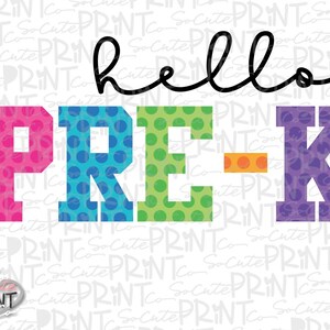 Back to School Hello Pre-k Clipart PNG File for Sublimation - Etsy