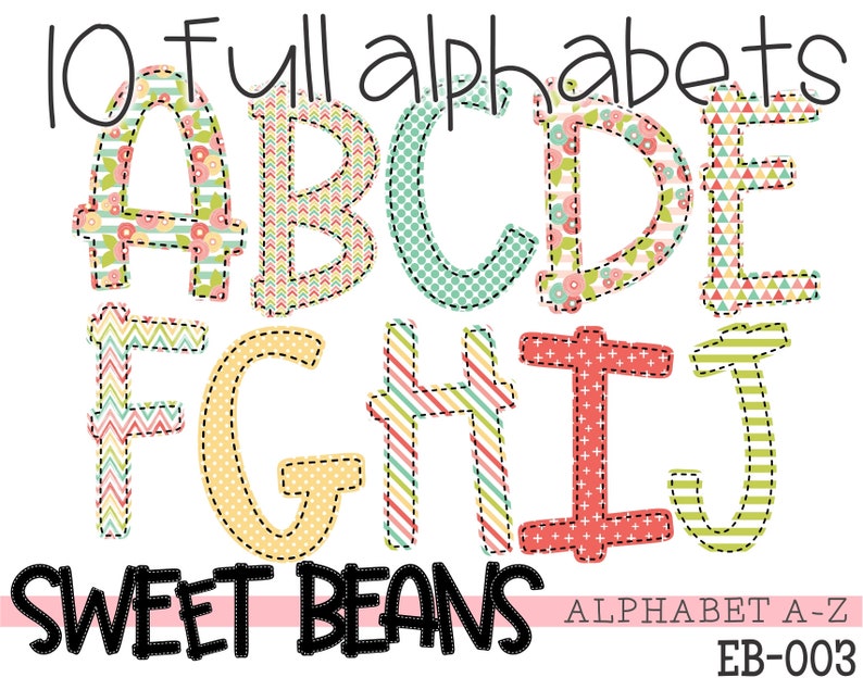Alphabet Sweet Beans Printable Font COMBO Alphabet Bundle | Etsy