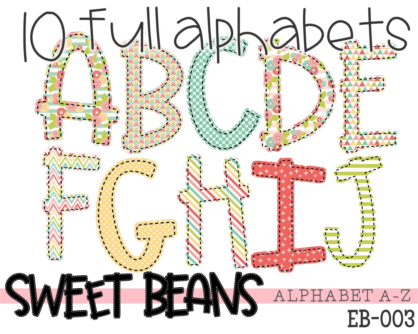 Alphabet Sweet Beans printable font COMBO alphabet bundle | Etsy