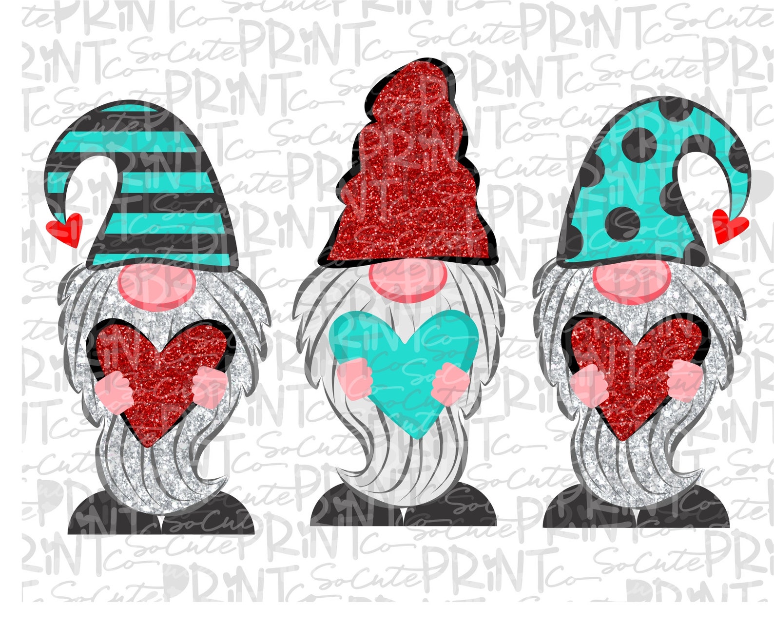 Valentines Day Valentine Gnome Trio Clipart Valentine Png - Etsy