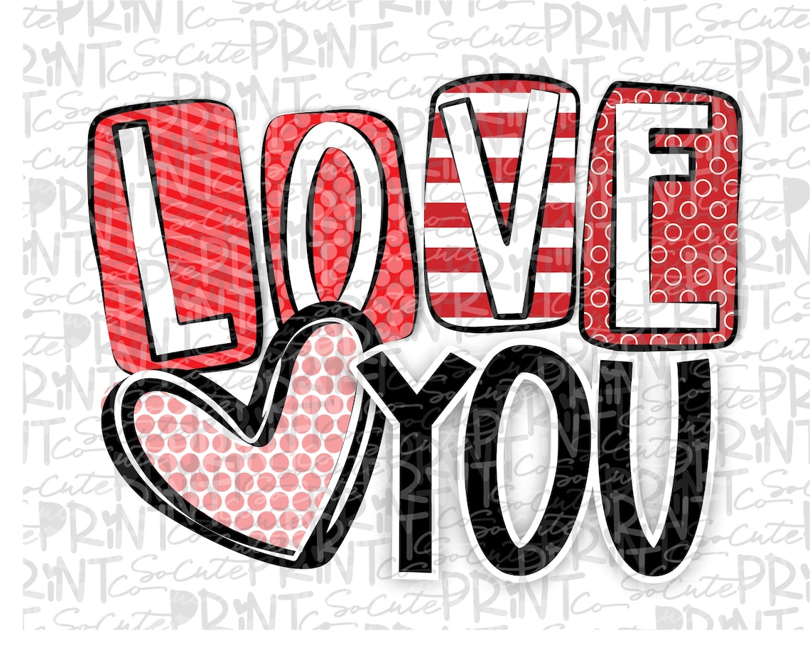 Valentines Day Love You Clipart Valentine Design Valentine | Etsy