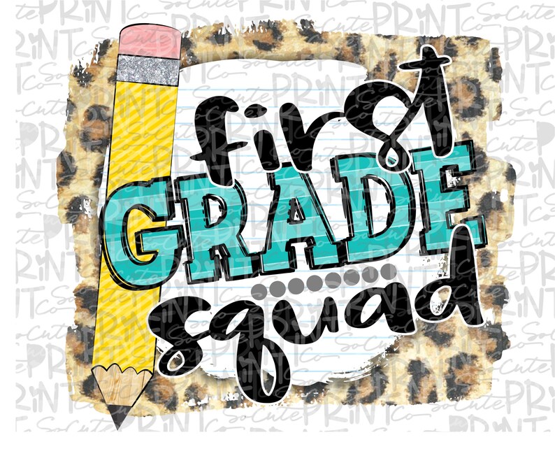 Back to School First Grade Squad Clipart PNG File for | Etsy