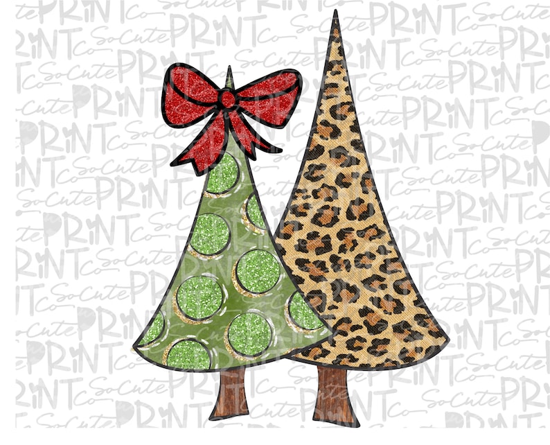 Christmas Leopard Christmas Tree Clipart Png File for | Etsy