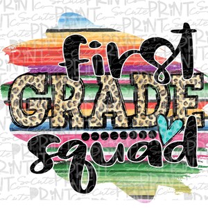 Back to School First Grade Squad Clipart PNG File for - Etsy