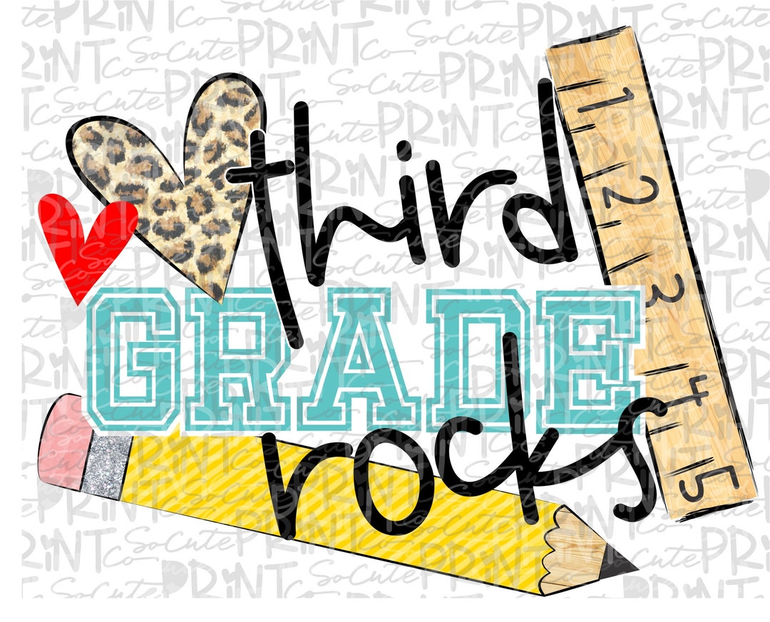 Back to School, Third Grade Rocks Clipart, PNG File for Sublimation ...