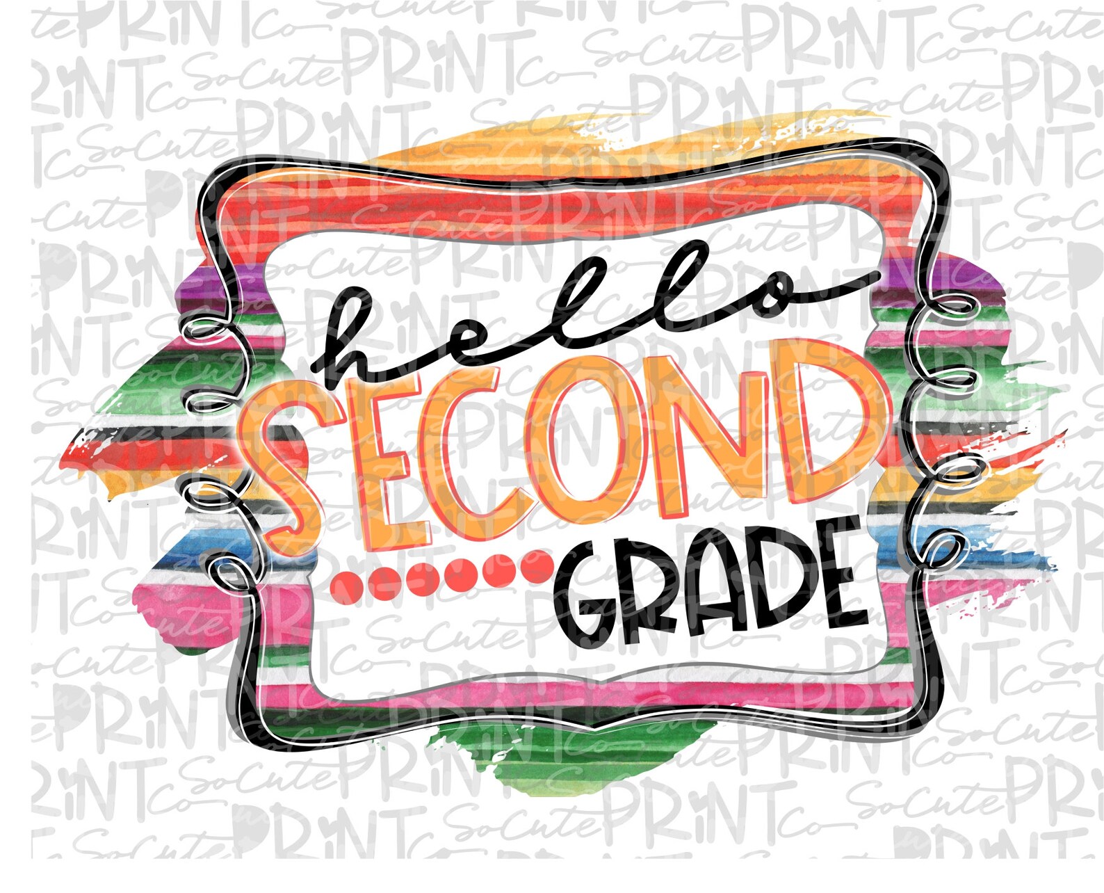 Back to School Hello Second Grade Clipart PNG File for | Etsy