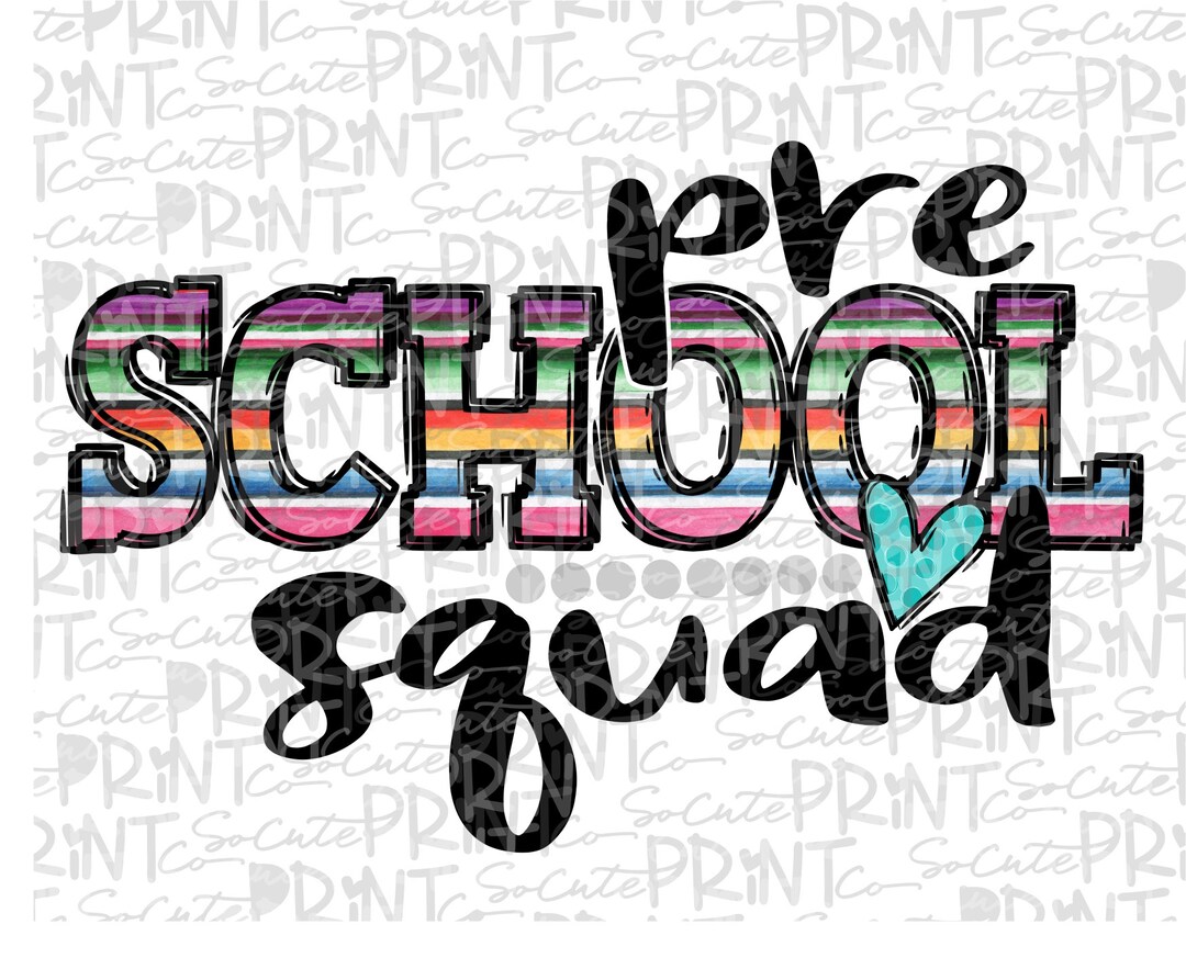 Back to School, Preschool Squad Clipart, PNG File for Sublimation ...