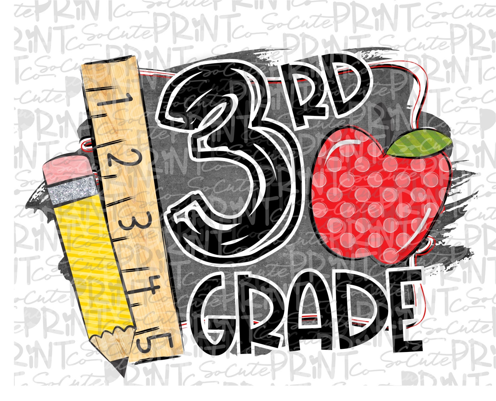 Back to School Third Grade Chalkboard Clipart PNG File for - Etsy