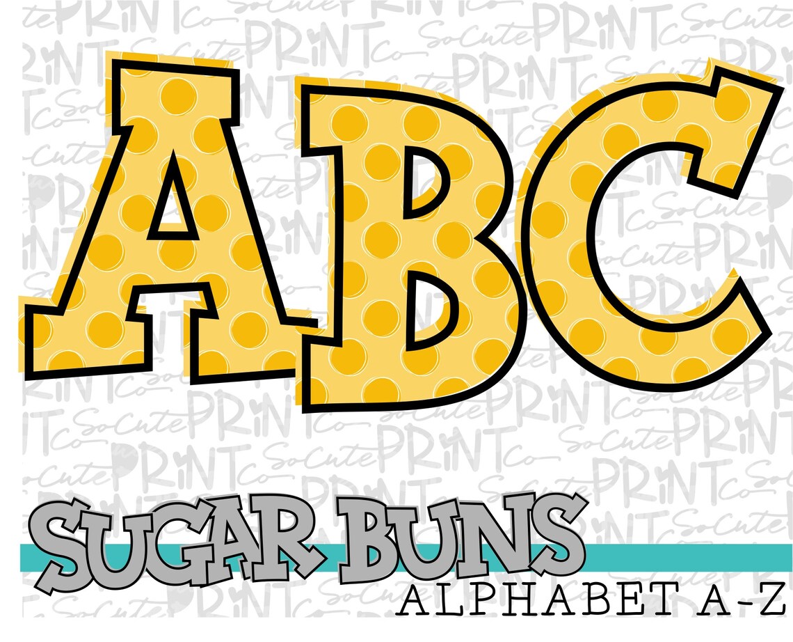 Dark Yellow Polka Dot Alphabet Sugarbuns Printable Font | Etsy