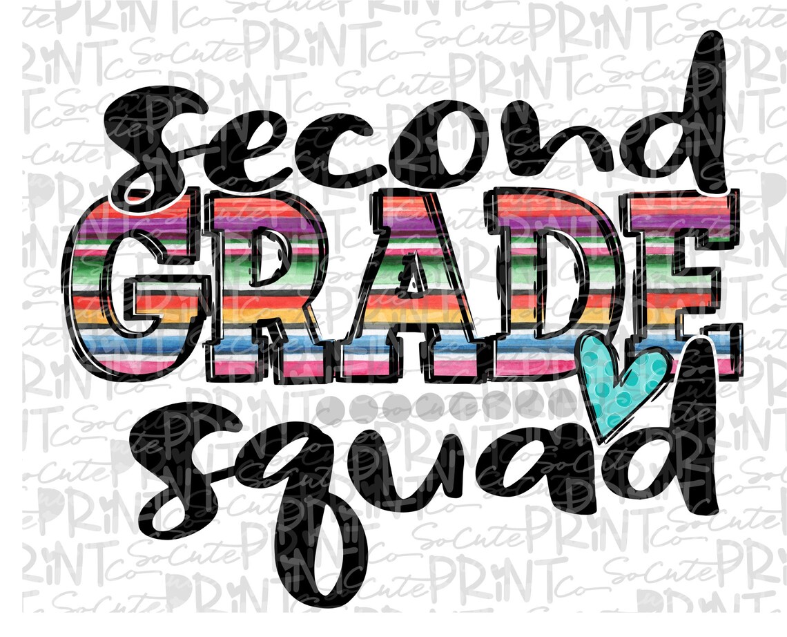 Back to School Second Grade Squad Clipart PNG File for - Etsy