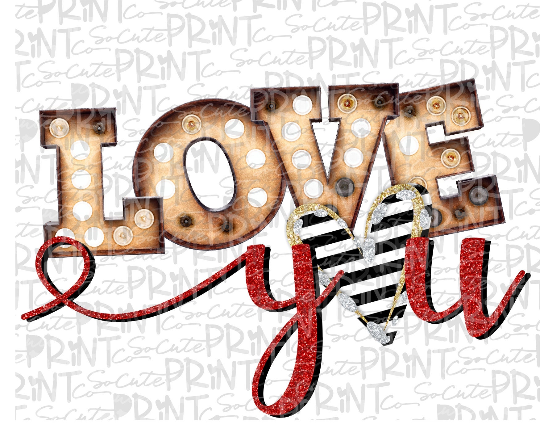 Valentines Day Love you clipart Valentine png file for | Etsy