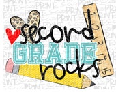 Back to School Second Grade Rocks Clipart PNG File for - Etsy