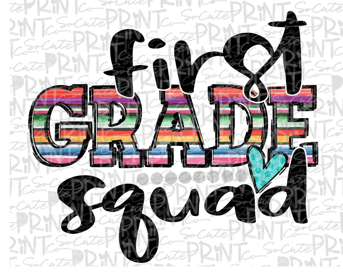 Back to School First Grade Squad Clipart PNG File for - Etsy