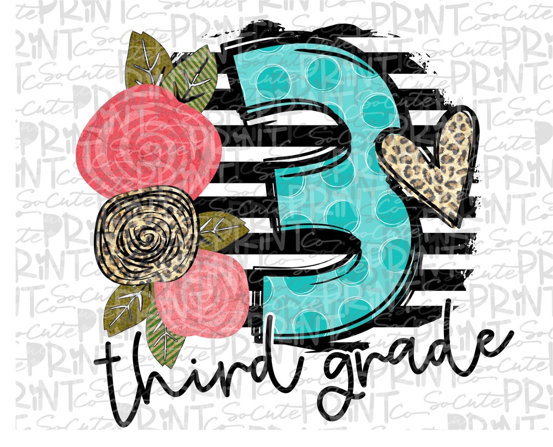 Back to School Third Grade Leopard & Turquoise Clipart PNG - Etsy