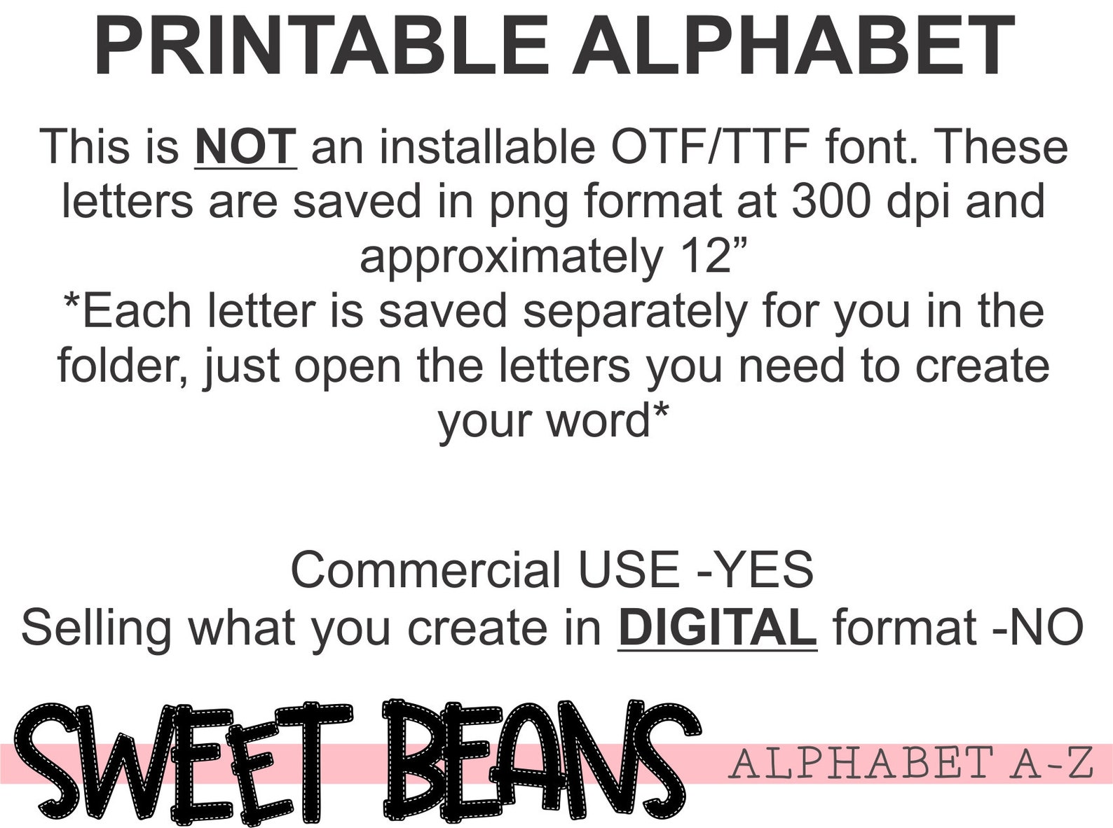 Flower Alphabet Sweet Beans Printable Font Alpha Pack PNG - Etsy