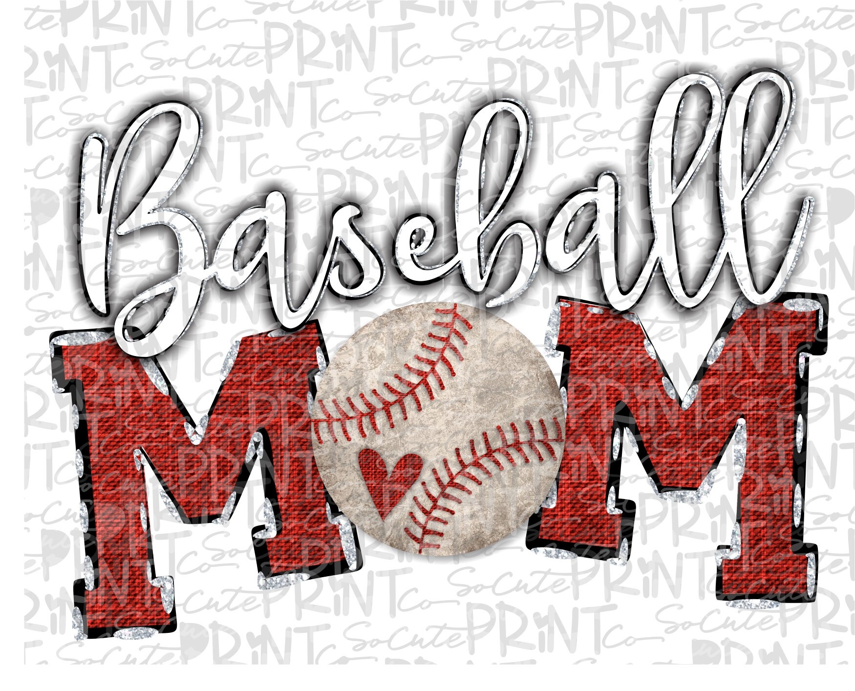 Baseball Mom baseball clipart transparent PNG file for | Etsy