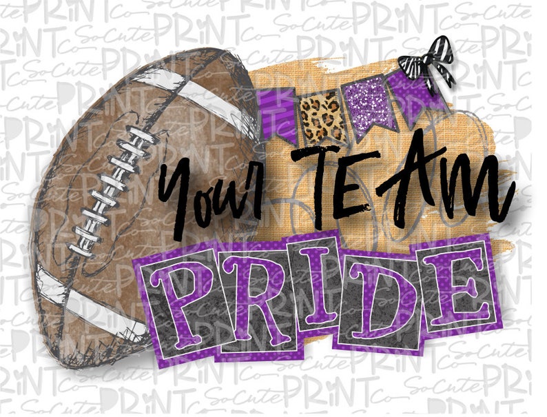 Football clipart football mom Team pride purple football | Etsy