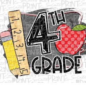 Back to School, Fourth Grade Chalkboard Clipart, PNG File for ...