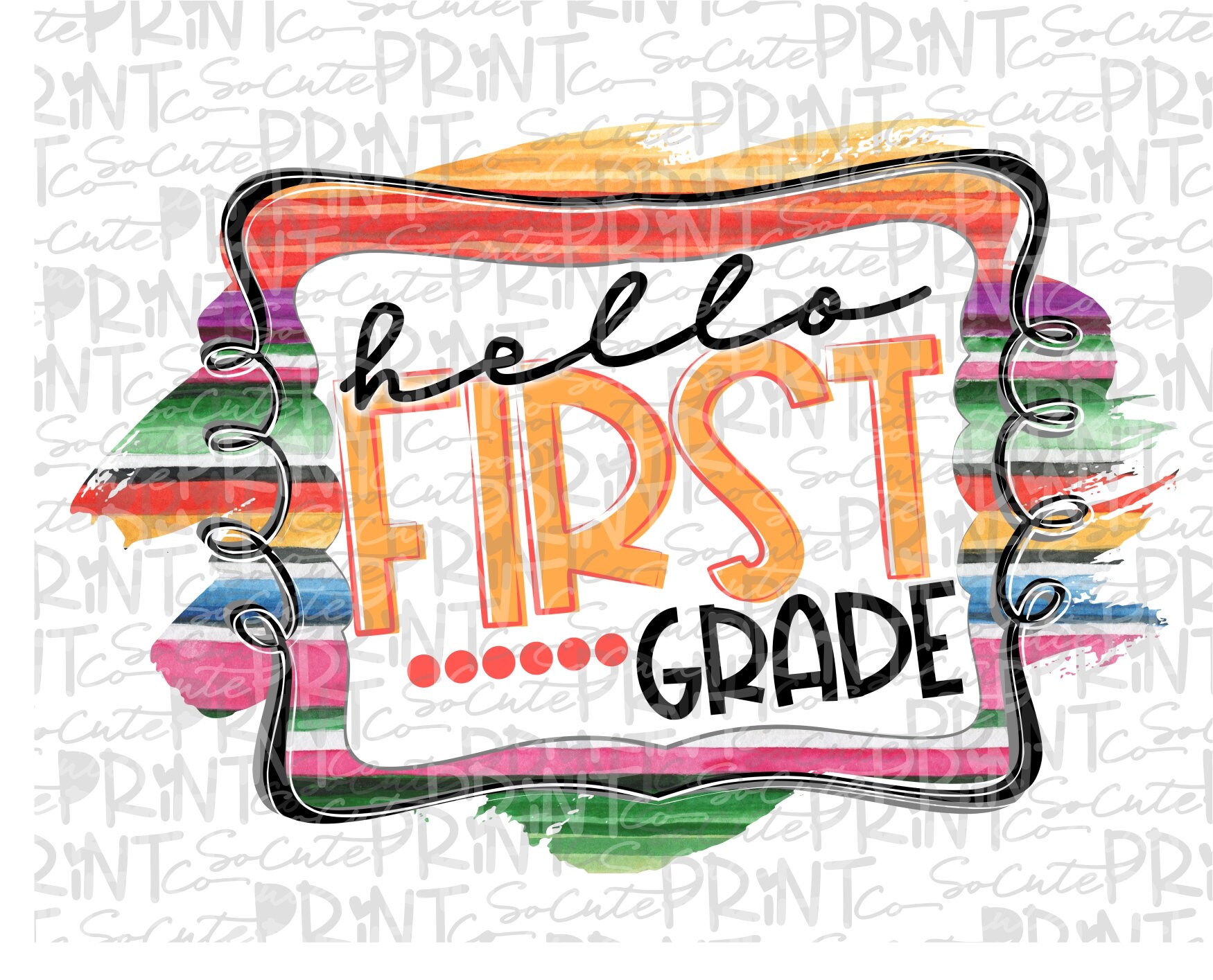Back to School Hello First Grade Clipart PNG File for | Etsy