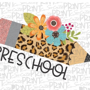 Back to School, School Bundle, Leopard Pencil With Flowers, Preschool K ...