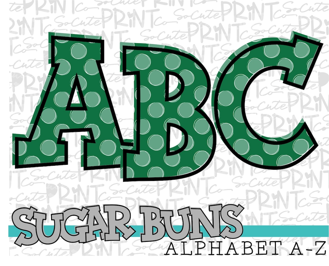 Green Polka Dot Alphabet, Sugarbuns Printable Font, Alpha Pack, PNG ...