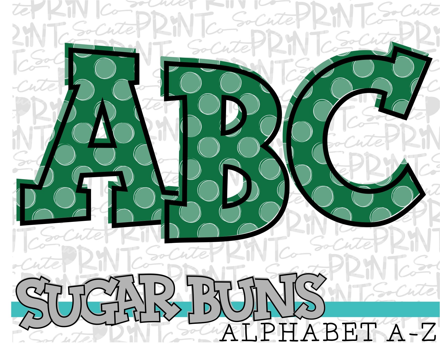 Green Polka Dot Alphabet Sugarbuns Printable Font Alpha - Etsy