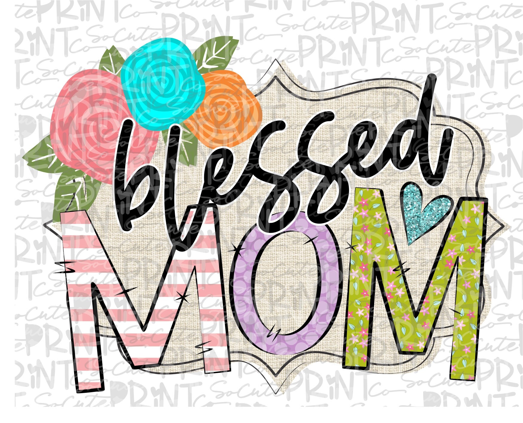Blessed Mom blessed shirt design transparent PNG file for | Etsy