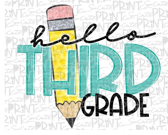 Back to School Hello Third Grade Clipart PNG File for | Etsy