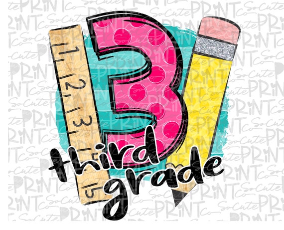 Back to school Third grade clipart polka dot pencil PNG | Etsy