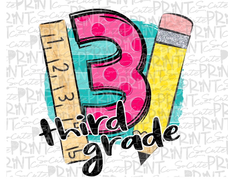 Back to School Third Grade Clipart Polka Dot Pencil PNG | Etsy